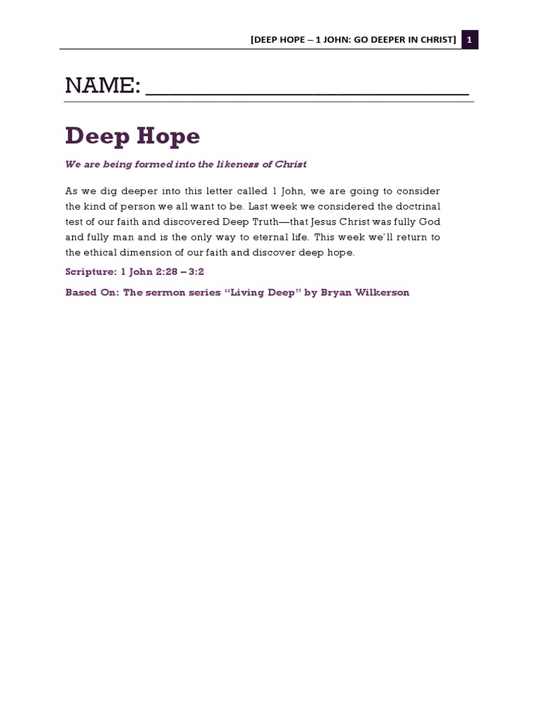 Deep Hope: NAME | PDF | First Epistle Of John | Second Coming