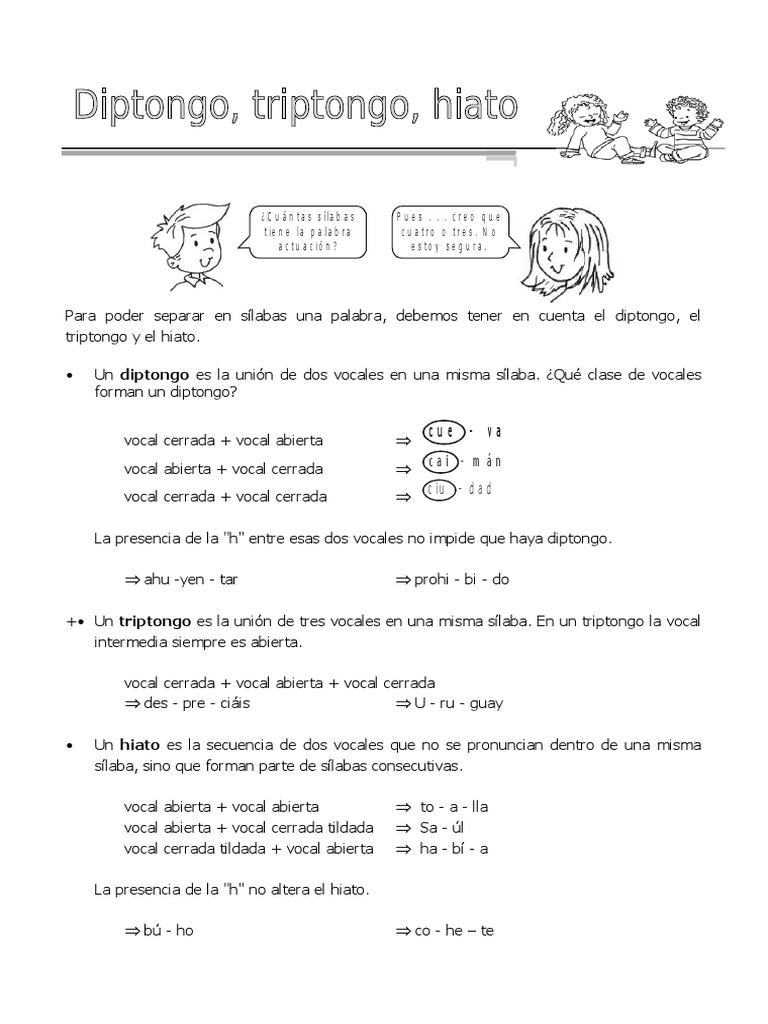 Diptongo Hiato y Acento | PDF | Vocal | Comunicación oral