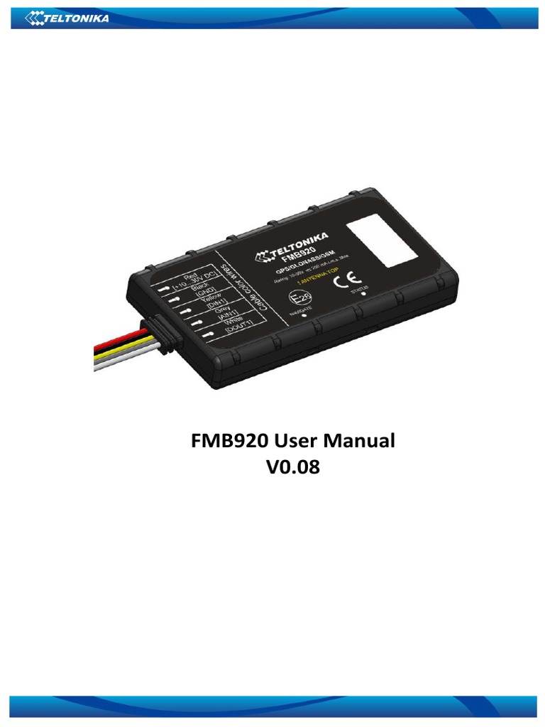 FMB920 User Manual v0.08 | PDF | Battery (Electricity) | General Packet ...