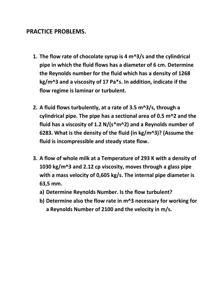 Fluid Dynamics Practice Problems | PDF