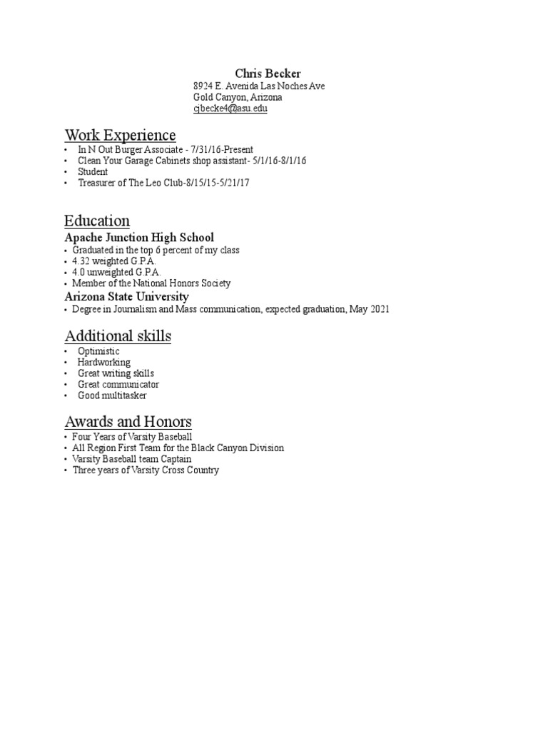 Chris Becker's Resume and Achievements | PDF