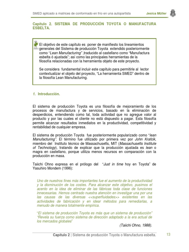 Sistema de Producción Toyota o Manufactura Esbelta FINAL | PDF | Lean Manufacturing | Calidad ...