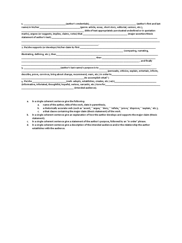 Rhetorical Precis Template | PDF | Argument | Wilderness