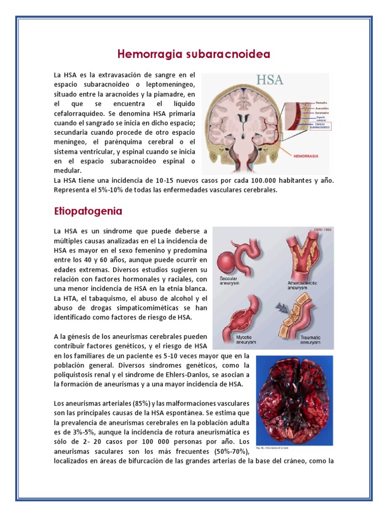 Hemorragia Subaracnoidea | PDF | Especialidades Medicas | Medicina CLINICA