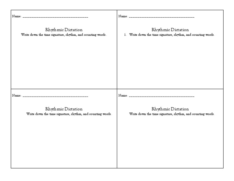 Rhythmic Dictation Worksheet | PDF | Language Arts & Discipline ...