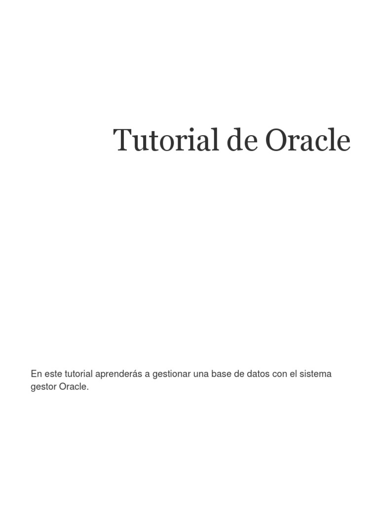 Tutorial de Oracle | PDF | SQL | Base de datos Oracle