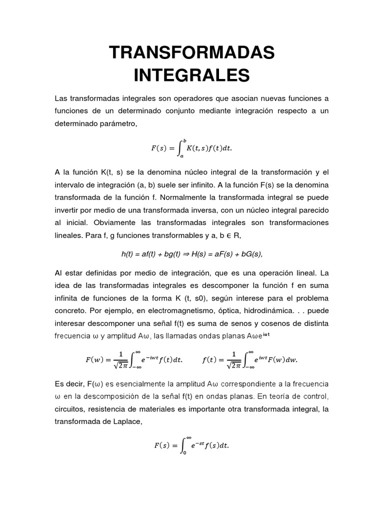 Transformadas Integrales | PDF | Transformada de Laplace | Integral