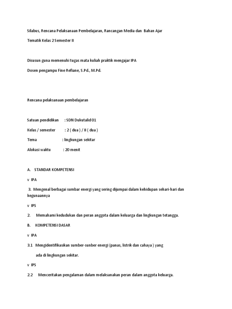 RPP Tematik CTL | PDF