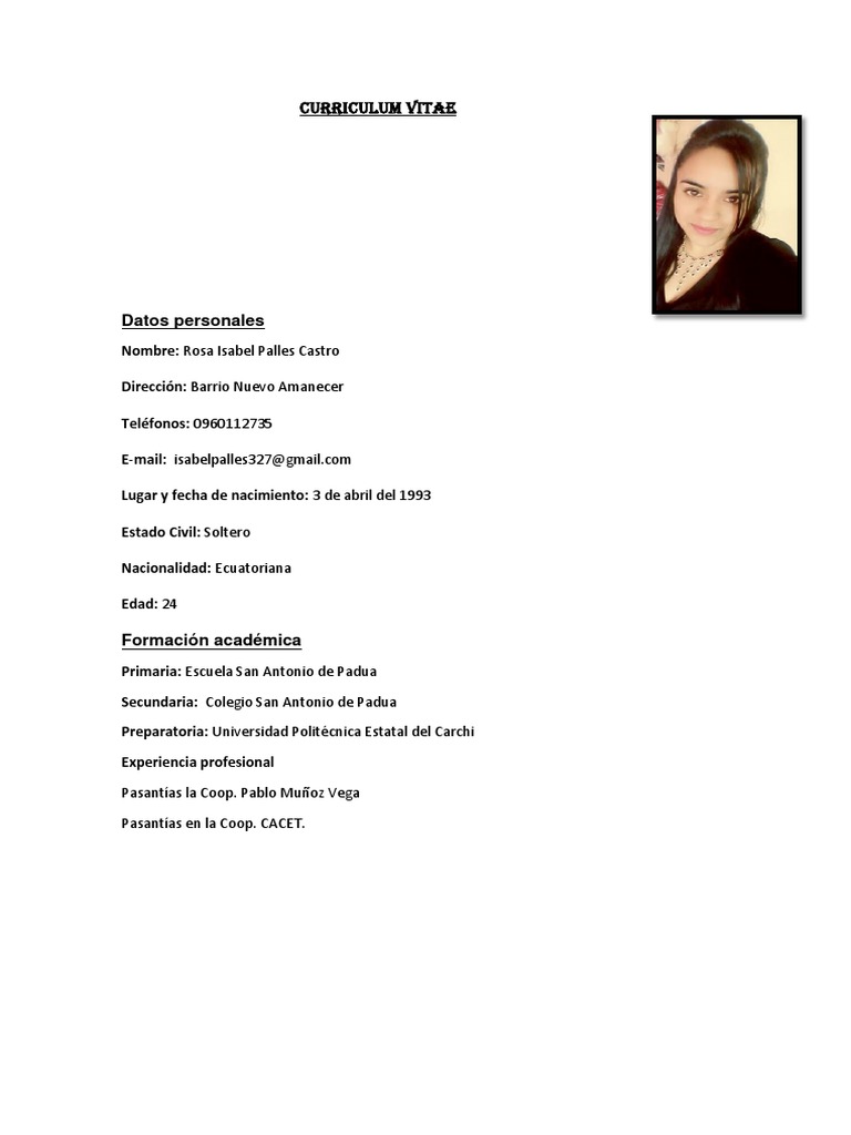 Curriculum Vitae ISA | PDF | Educación Secundaria | Microsoft