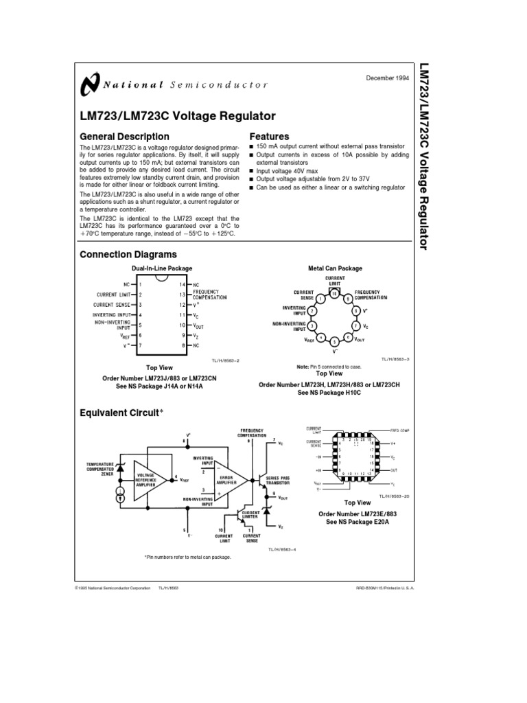 LM723 | PDF | Amplifier | Transistor