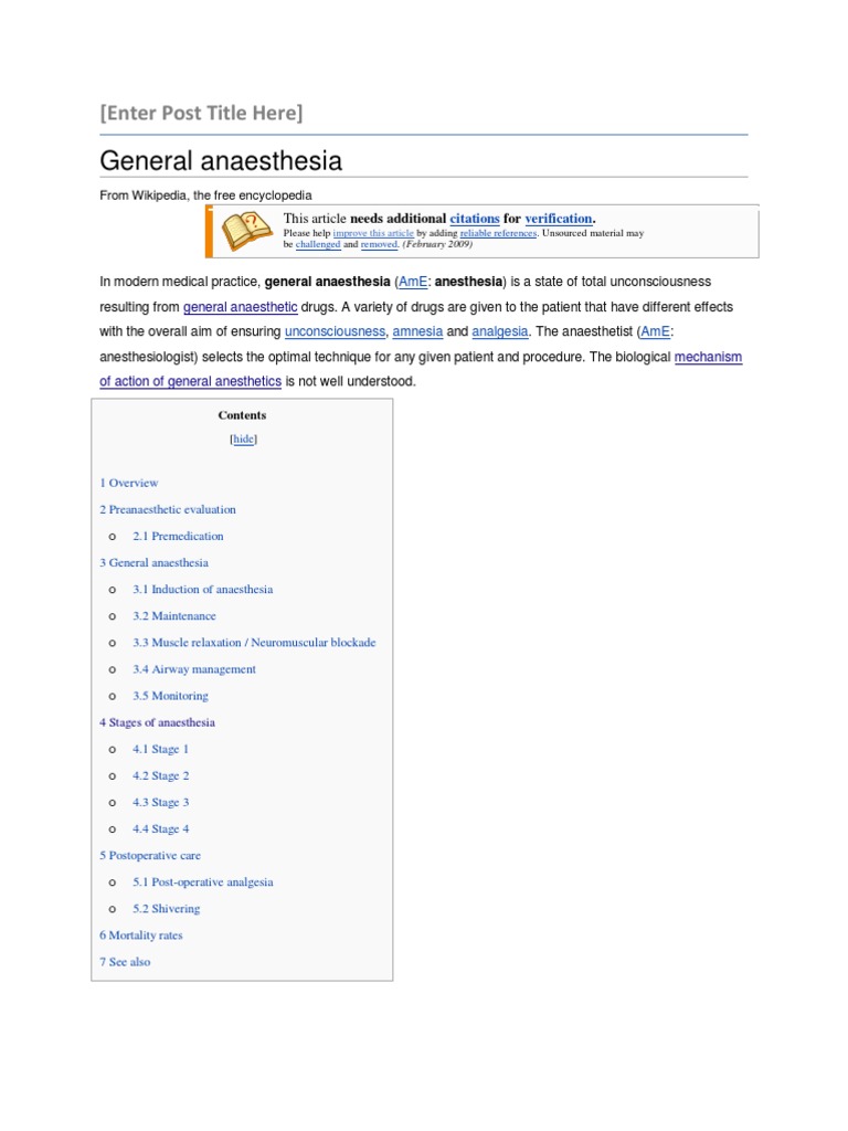 General Anaesthesia: Understanding the Process | PDF | Anesthesia ...