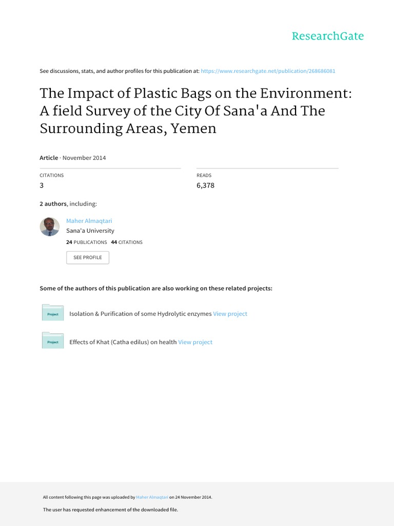 The Impact of Plastic Bags On The Environment | PDF | Plastic | Paper