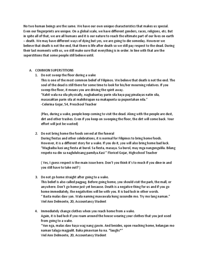 Death Superstitions | PDF | Death | Religion And Belief