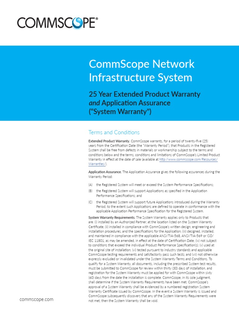 CommScope Network Infrastructure Sys Extended Warranty FM-111043-En ...
