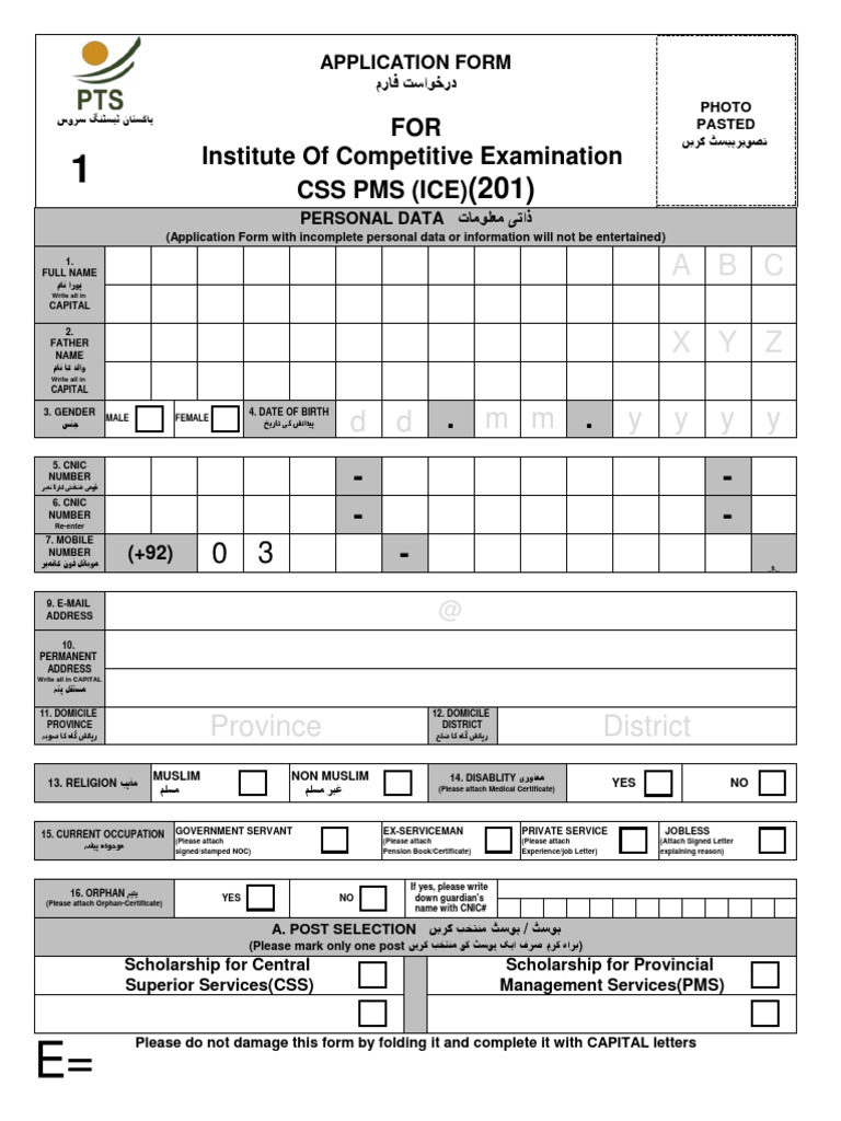 PTS Job Application Form Guidelines | PDF | Diploma | Test (Assessment)
