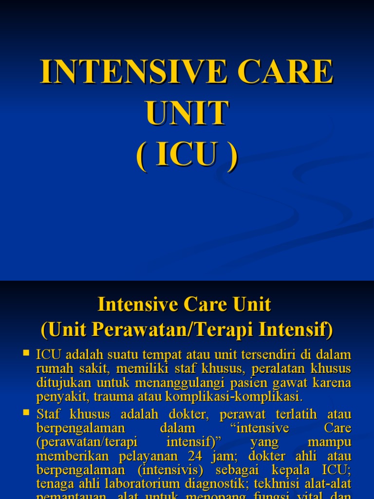 ICU Unit Perawatan Intensif | PDF