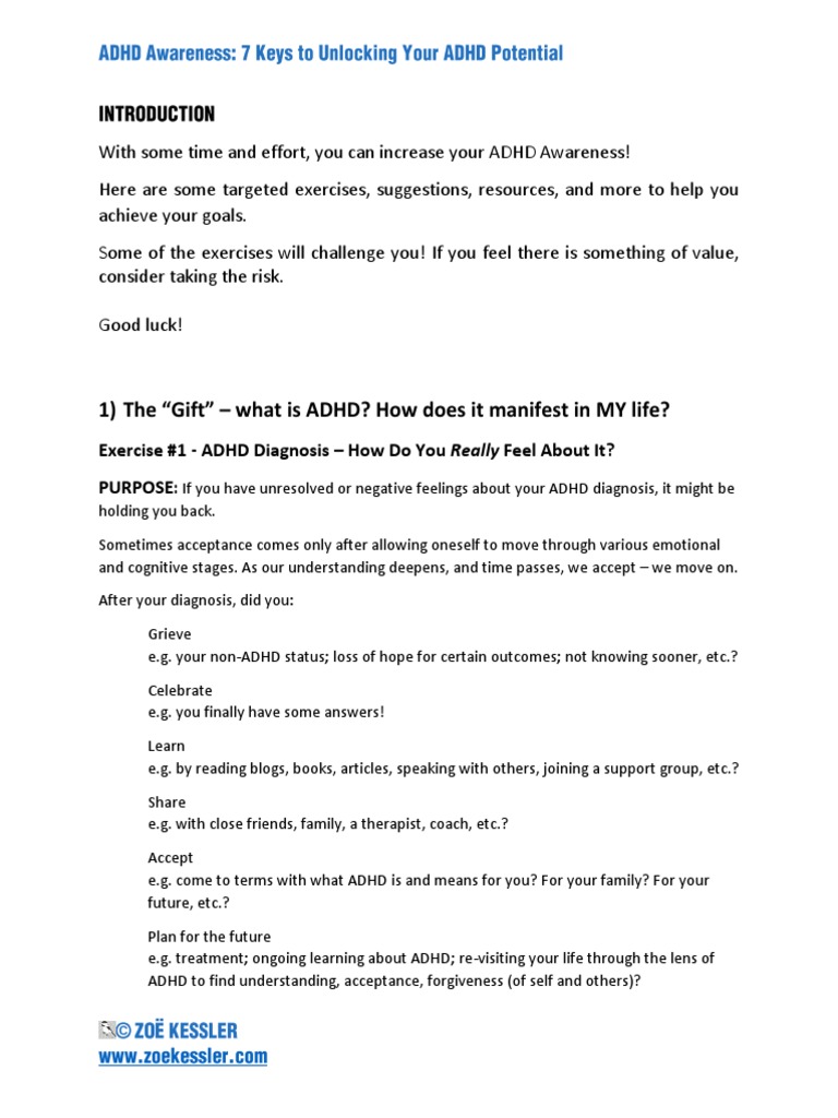 Embracing ADHD: Awareness and Growth | PDF | Attention Deficit ...
