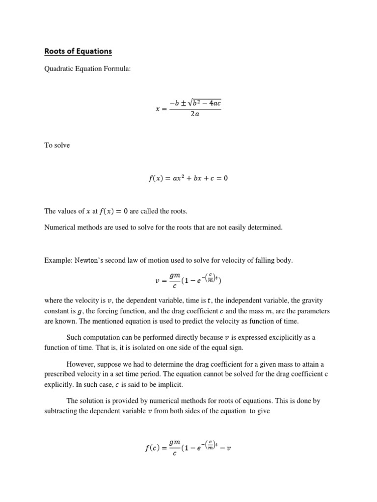 Roots of Equations | PDF | Equations | Variable (Mathematics)