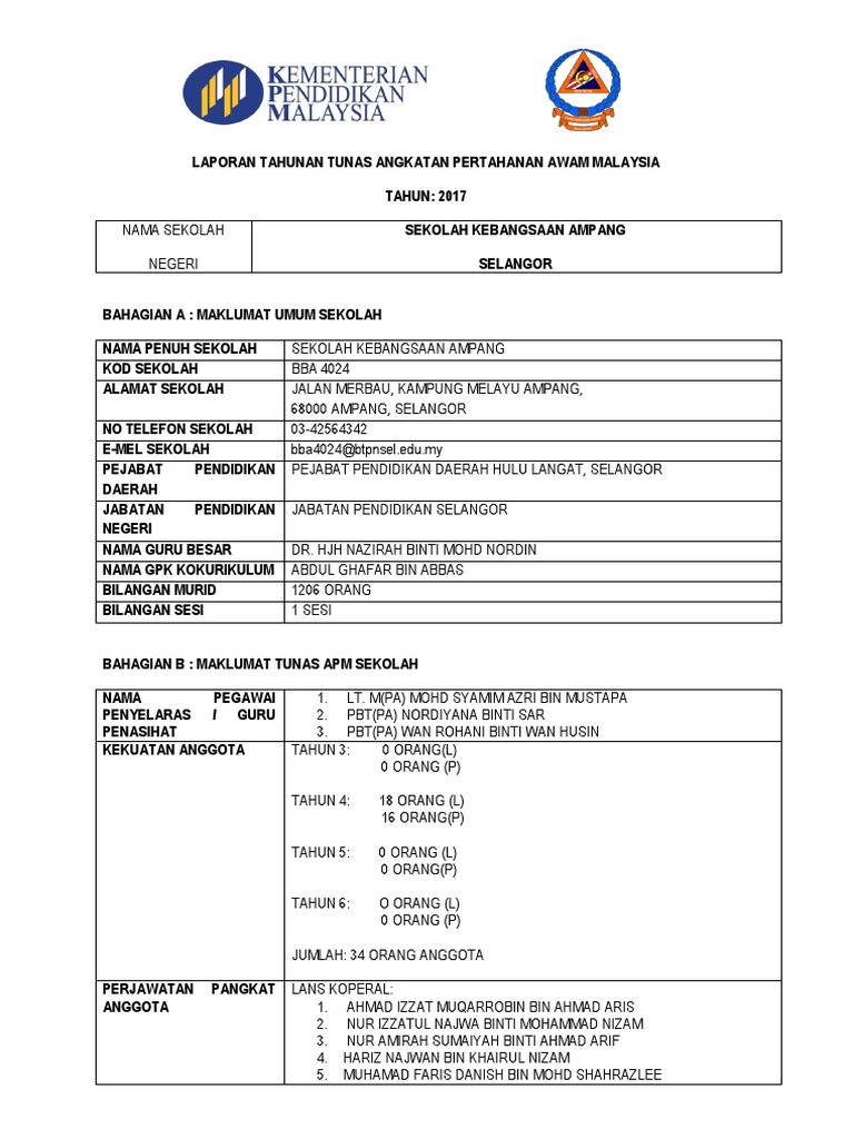 Laporan Tahunan Tunas APM SK Ampang 2017 | PDF