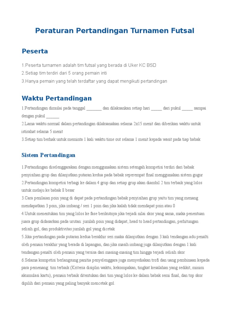 Peraturan Futsal | PDF