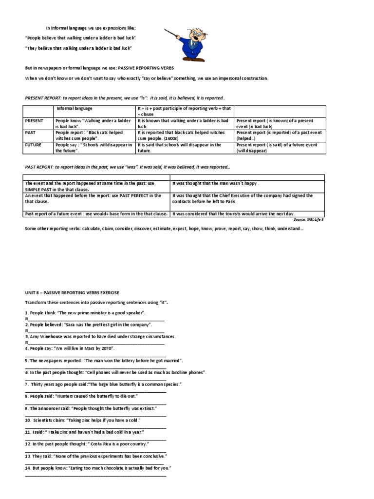 Passive Reporting Verbs | PDF | Syntactic Relationships | Linguistic ...
