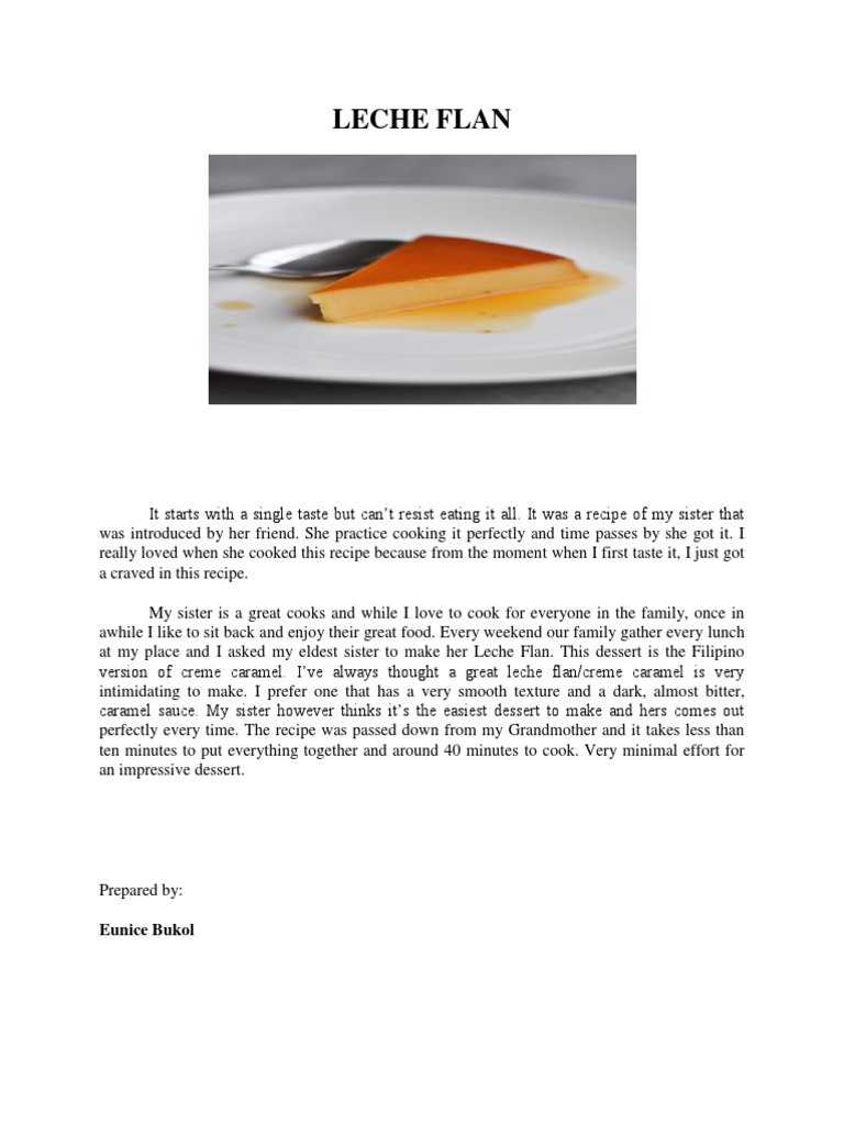 Leche Flan | PDF | Western Cuisine | Regional & Ethnic Food