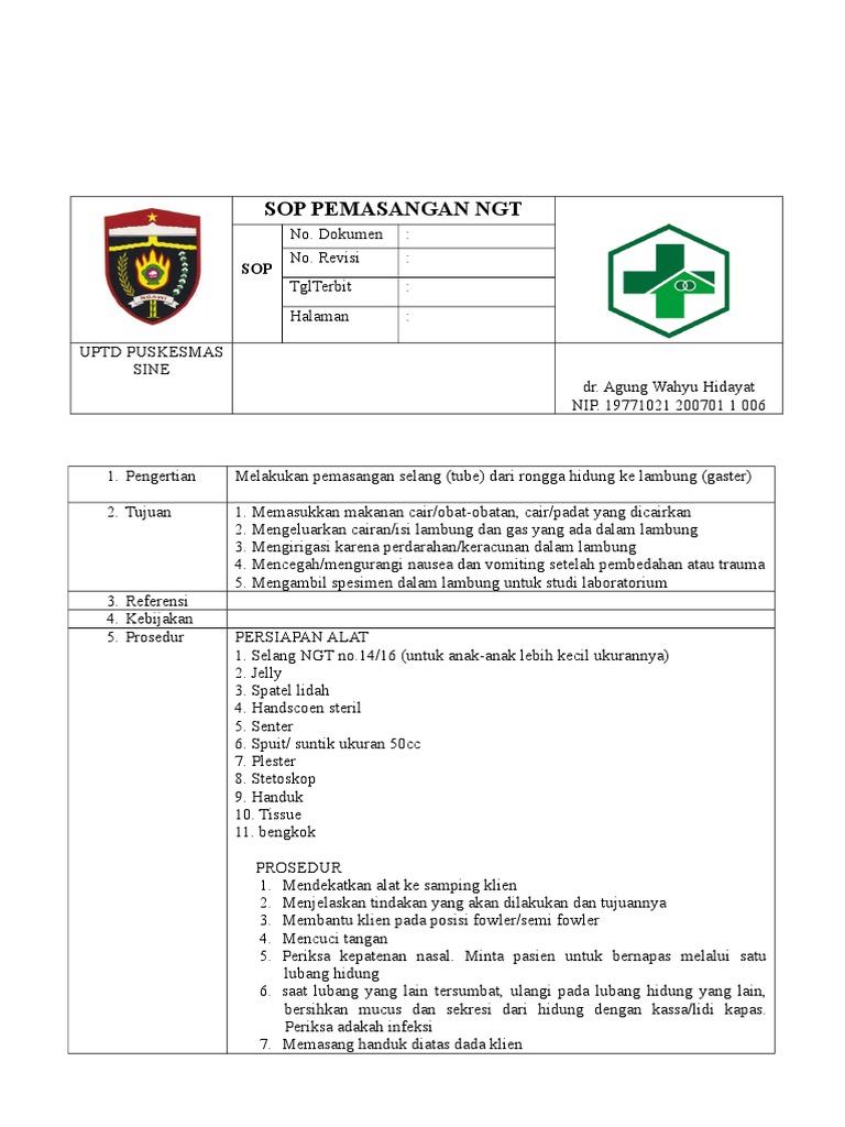 Sop Pemasangan NGT | PDF