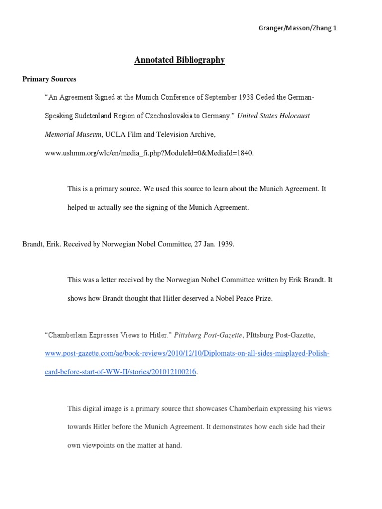 Annotated Bibliography | PDF | Neville Chamberlain | Nazi Germany