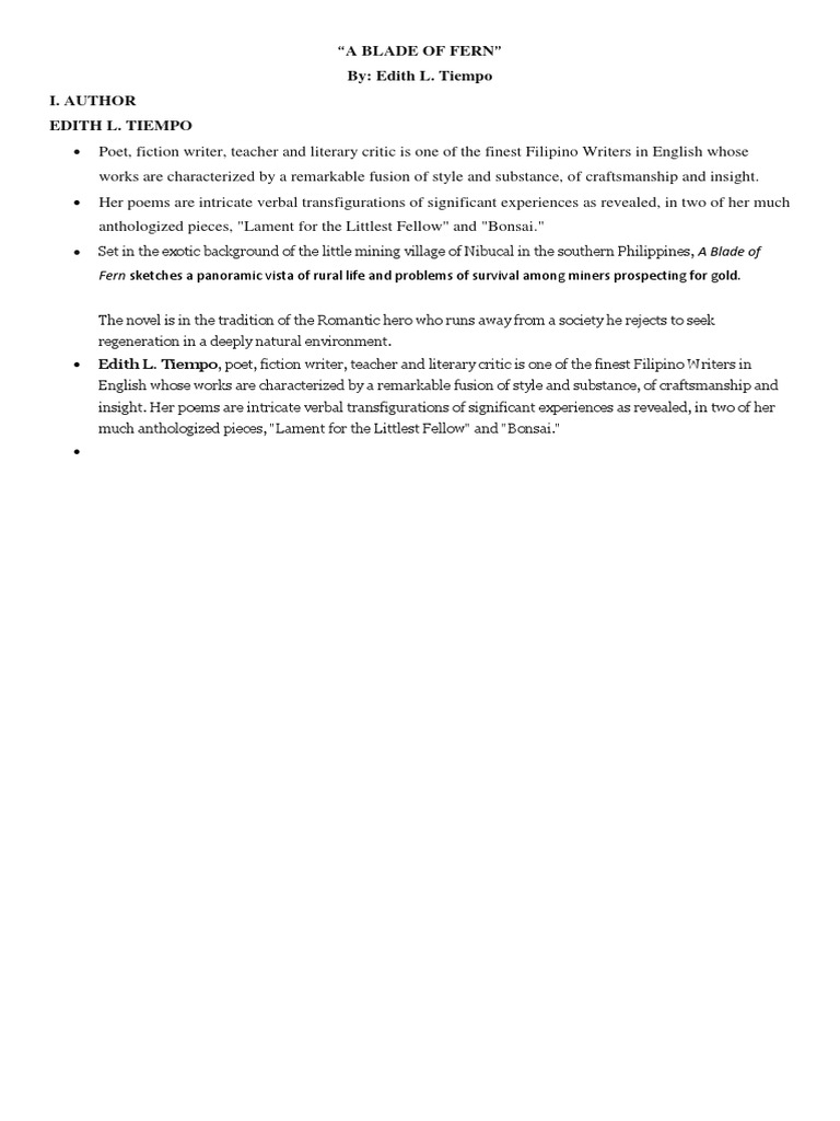 A BLADE OF FERN | Writing | Poetry