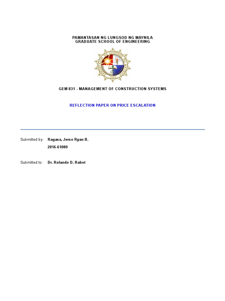 Managing Price Escalation in Construction Projects: A Reflection on ...