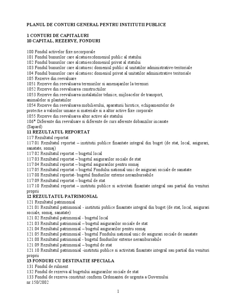 Planul de Conturi General Pentru Institutii Publice | PDF