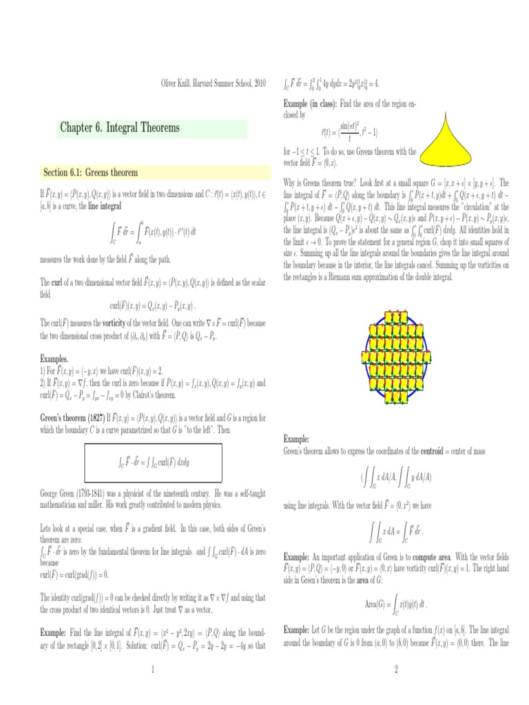 Chapter 6. Integral Theorems: Section 6.1: Greens Theorem | PDF | Flux | Divergence