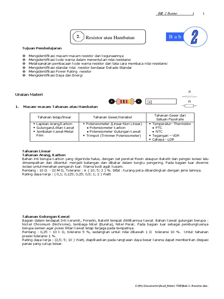 Bab 2 Resistor PDF | PDF