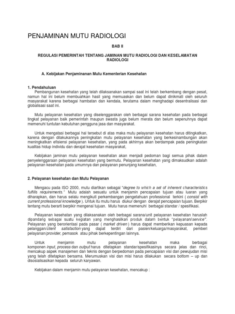 Penjaminan Mutu Radiologi | PDF