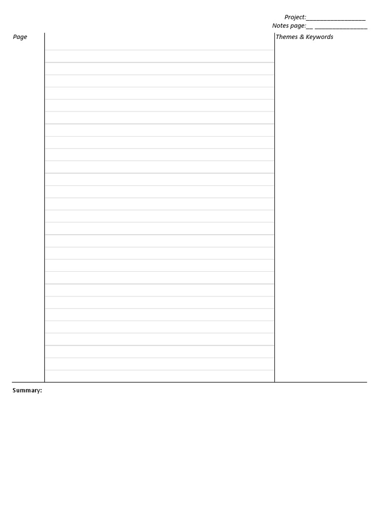 Project: - Notes Page: - Themes & Keywords | PDF