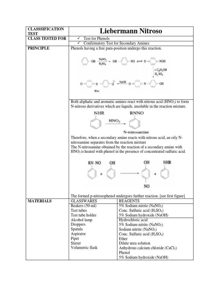 Liebermann Nitroso Test and Ninhydrin Test | Sodium Hydroxide | Amine