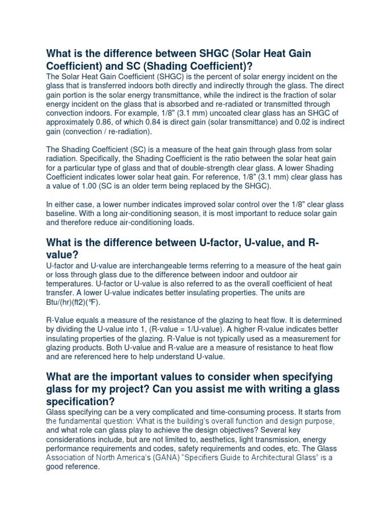 SHGC & SC | PDF | Heat | Thermodynamics