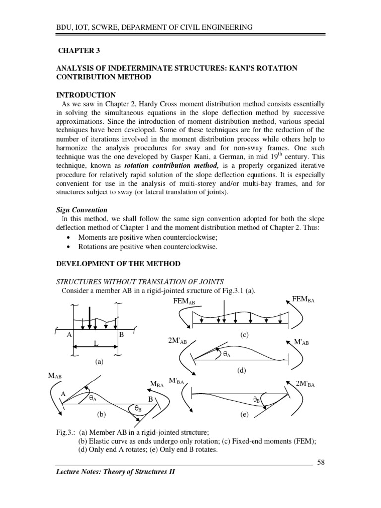 Kani's Rotation Contribution Method | PDF | Beam (Structure) | Rotation