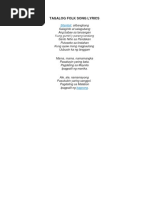 Sitsiritsit Lyrics Filipino Folk Song | PDF