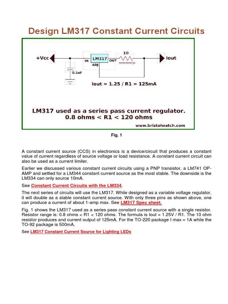 Design LM317 Constant Current Circuits | PDF