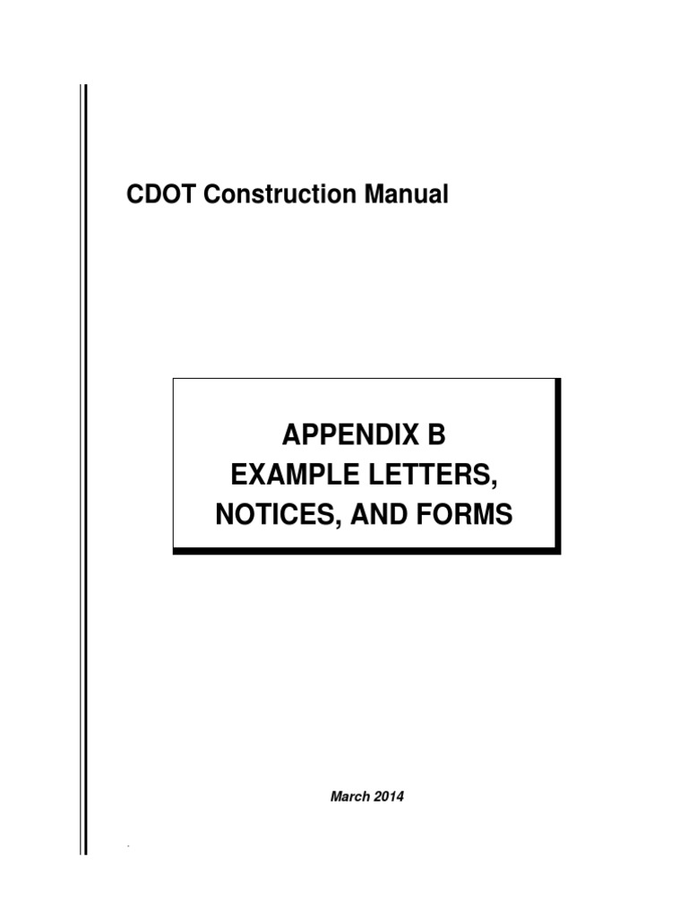 CDOT Construction Manual Appendix B | PDF