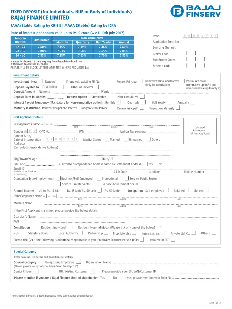 FD App Form R3 | PDF | Cheque | Deposit Account