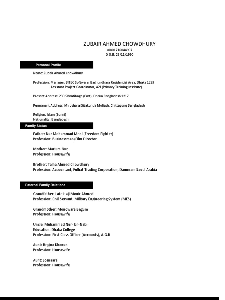 CV Example | PDF | Bangladesh | Religion And Belief