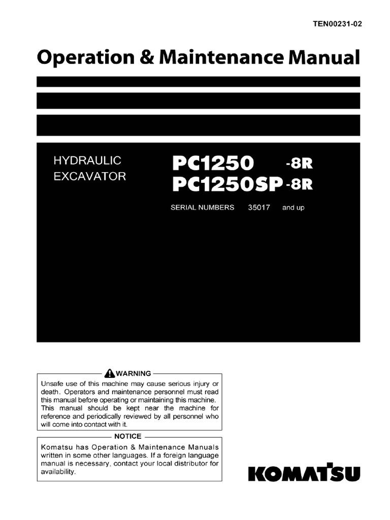 Om PC1250-8R PDF | PDF | Safety | Electrical Wiring