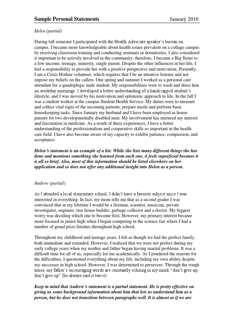 Personal Statements for Medical School | PDF | Dentistry | Physician