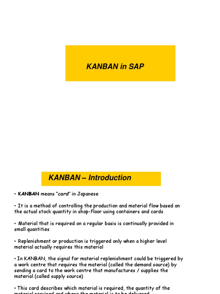 Kanban in Sap | PDF | Commercial Item Transport And Distribution ...