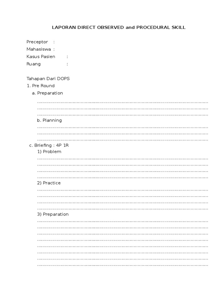 Direct Observed Procedural Skills Report | PDF