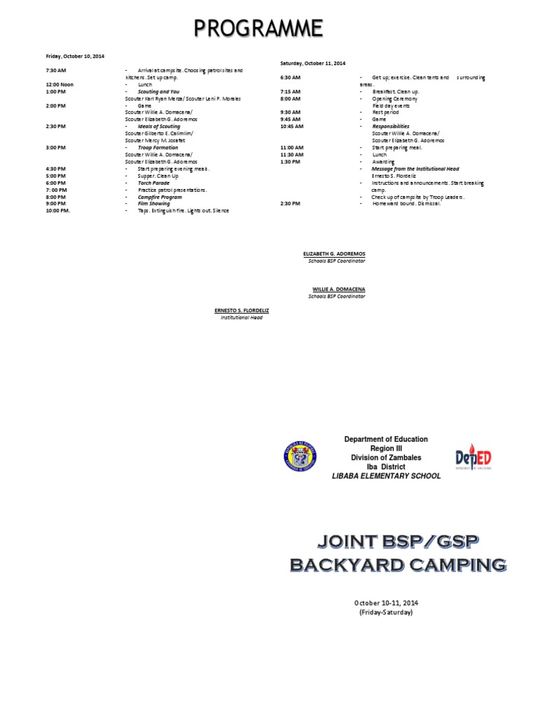 Backyard Camping Programme | PDF | Youth Movements | Youth Organizations