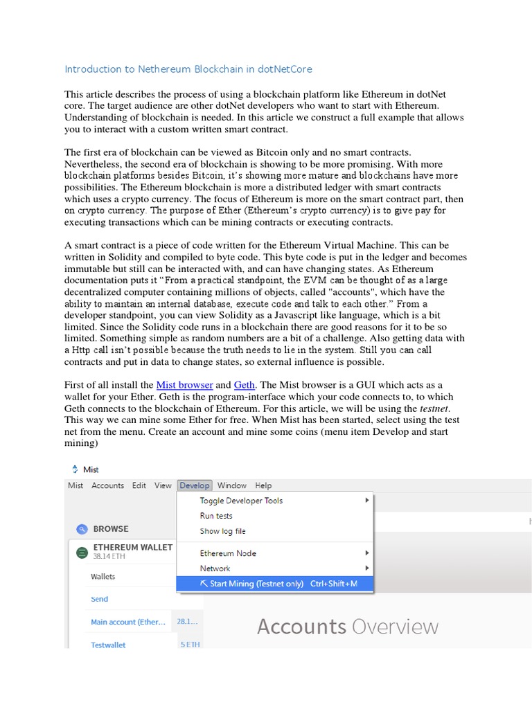 Introduction To Nethereum Blockchain in DotNetCore | PDF | Cryptocurrency | Information ...