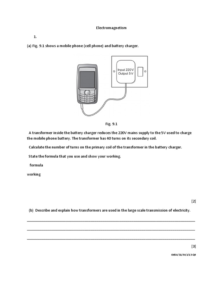 Electromagnetism Practice Problems | PDF | Transformer | Electric Generator